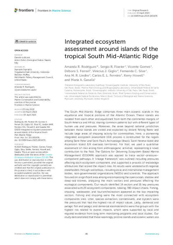 (PDF) Integrated ecosystem assessment around islands of the tropical ...
