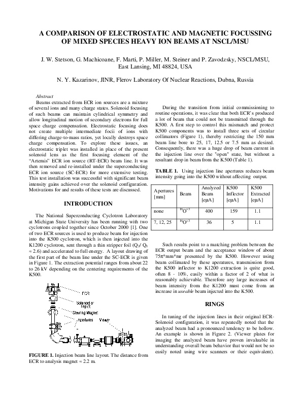 (PDF) A Comparison of Electrostatic and Magnetic Focusing of Mixed ...