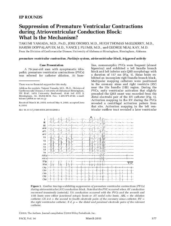 (PDF) Suppression of Premature Ventricular Contractions during ...