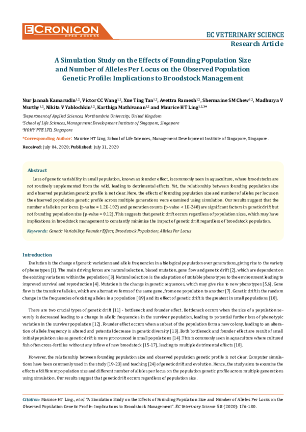 (PDF) A Simulation Study on the Effects of Founding Population Size and ...