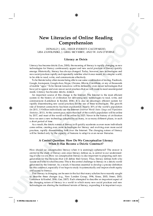 (PDF) New Literacies of Online Reading Comprehension