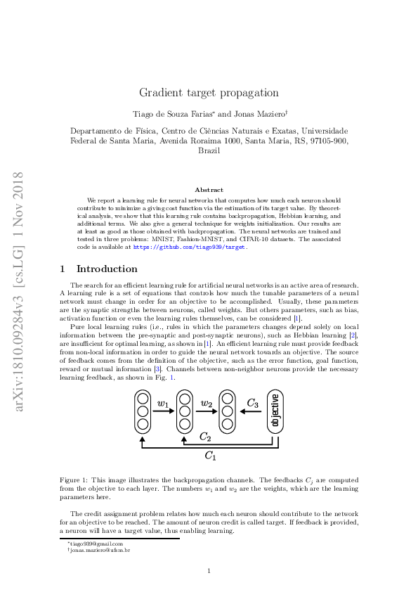 (PDF) Gradient target propagation