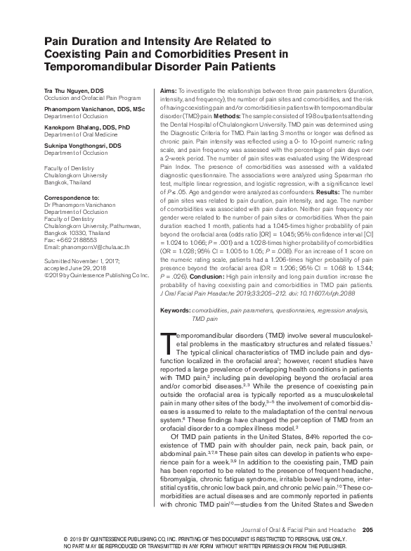(PDF) Pain Duration and Intensity Are Related to Coexisting Pain and ...