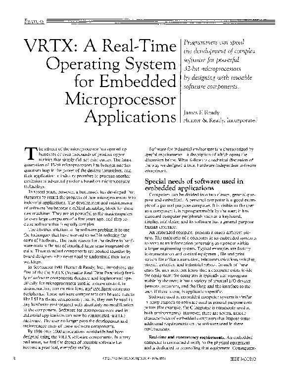 (PDF) VRTX: A Real-Time Operating System for Embedded Microprocessor Applications