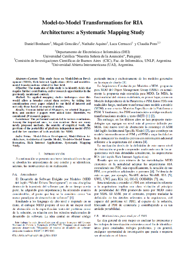 (PDF) Model-to-model transformations for RIA architectures: A systematic mapping study