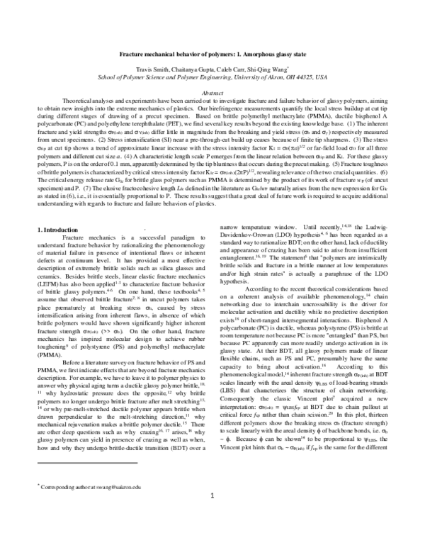(PDF) Fracture mechanical behavior of polymers: 1. Amorphous glassy state