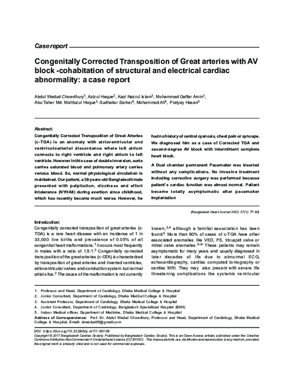(PDF) Congenitally Corrected Transposition of Great arteries with AV ...