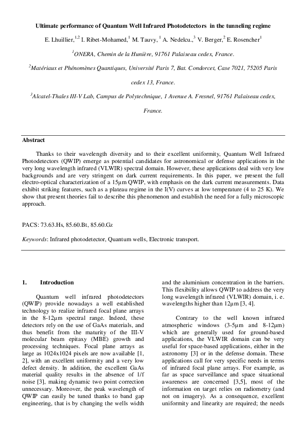 (PDF) Ultimate performance of quantum well infrared photodetectors in ...
