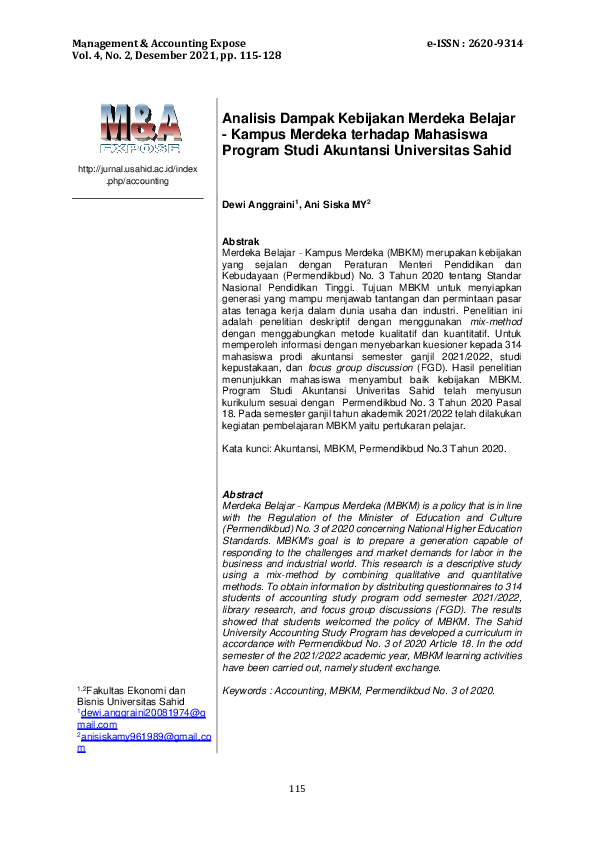 (PDF) Analisis Dampak Kebijakan Merdeka Belajar - Kampus Merdeka ...