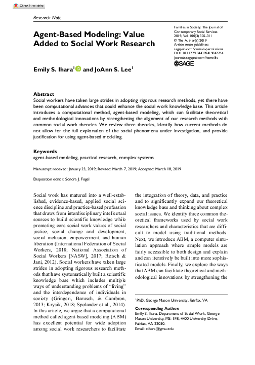 (PDF) Agent-Based Modeling: Value Added to Social Work Research