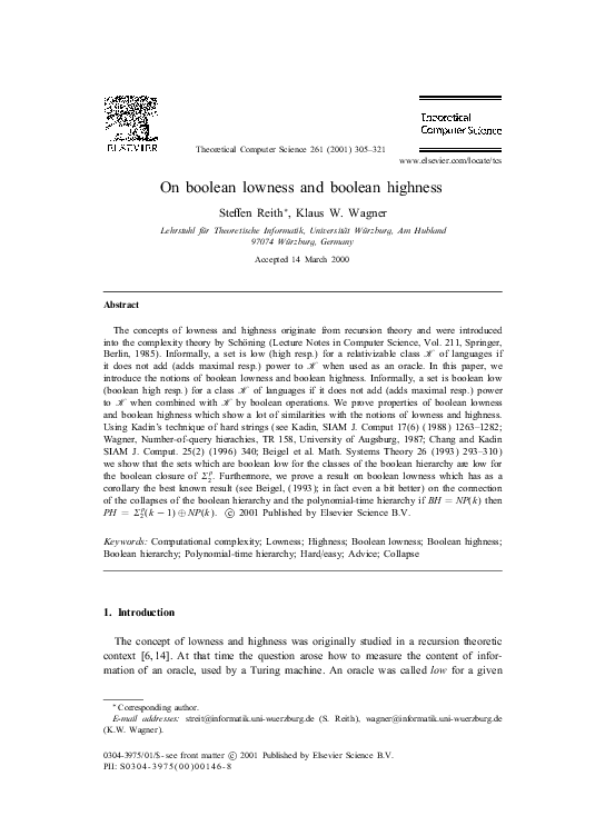 (PDF) On boolean lowness and boolean highness