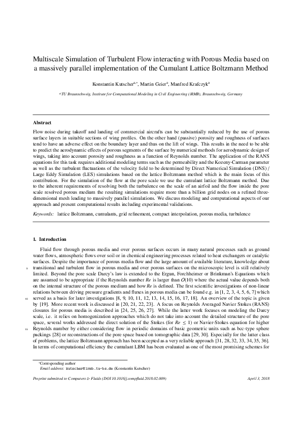 (PDF) Multiscale simulation of turbulent flow interacting with porous media based on a massively ...