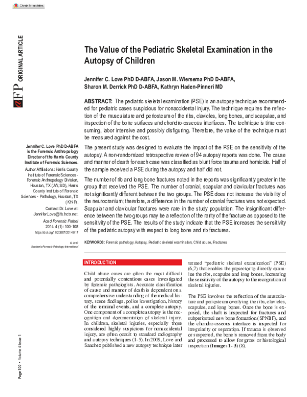 (PDF) The Value of the Pediatric Skeletal Examination in the Autopsy of ...