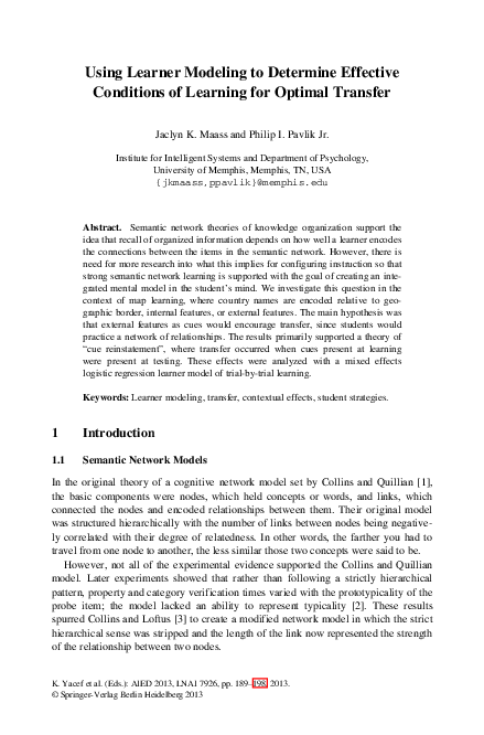 (PDF) Using Learner Modeling to Determine Effective Conditions of ...