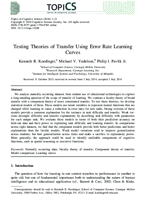 Testing Theories of Transfer Using Error Rate Learning Curves