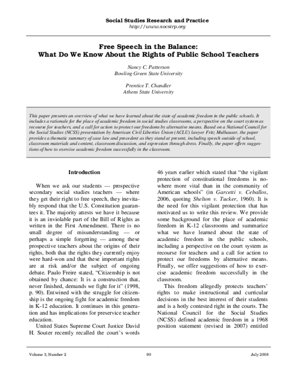 (PDF) Free Speech in the Balance: What Do We Know About the Rights of ...