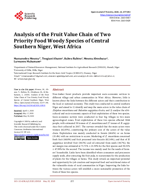 (PDF) Analysis of the Fruit Value Chain of Two Priority Food Woody ...