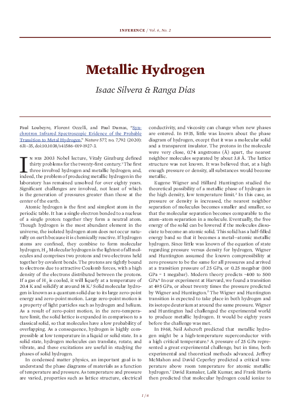 (PDF) Metallic Hydrogen