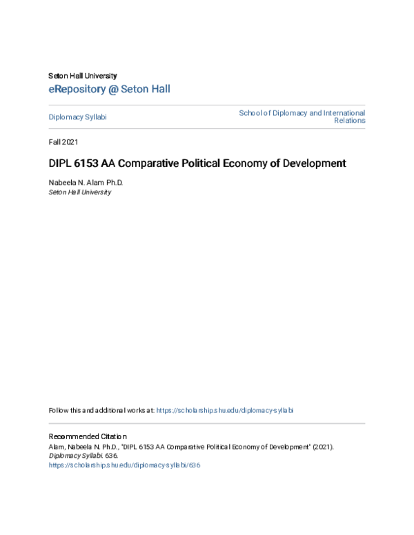 (PDF) The Comparative Political Economy of Development