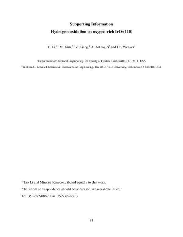 (PDF) Hydrogen oxidation on oxygen-rich IrO2(110)
