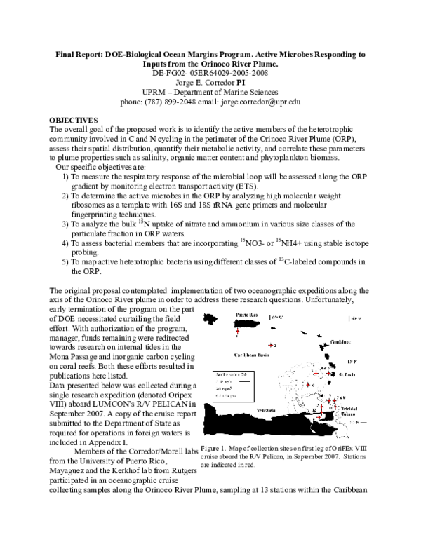 (PDF) Biological Ocean Margins Program. Active Microbes Responding to Inputs from the Orinoco ...