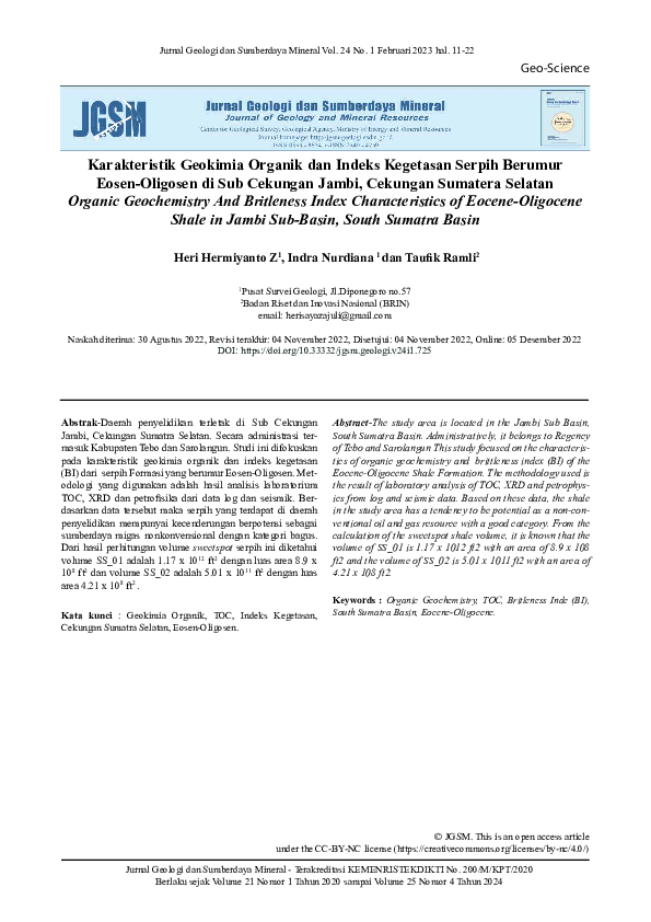 (PDF) Karakteristik Geokimia Organik dan Indeks Kegetasan Serpih ...