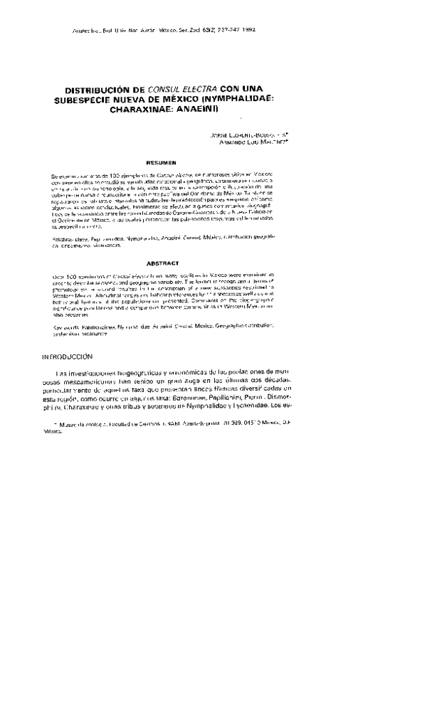 (PDF) Distribución de Consul electra (Westwood) y una subespecie nueva ...