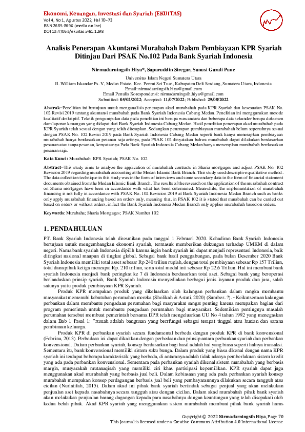 (PDF) Analisis Penerapan Akuntansi Murabahah Dalam Pembiayaan KPR Syariah Ditinjau Dari PSAK No ...