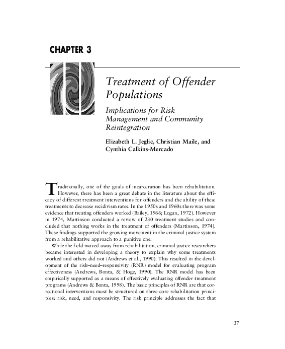 (PDF) Treatment of Offender Populations: Implications for Risk ...