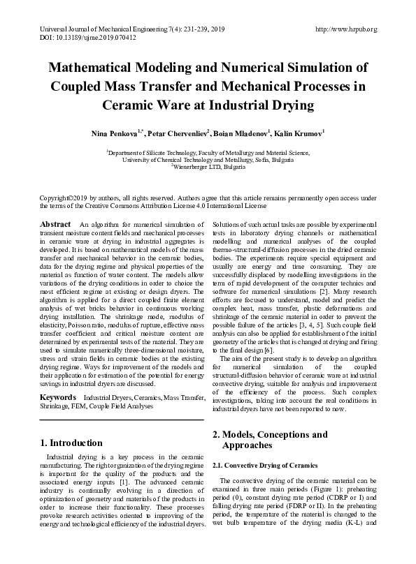 (PDF) Modeling and numerical simulation of basic thermodynamic processes of ideal gases ...