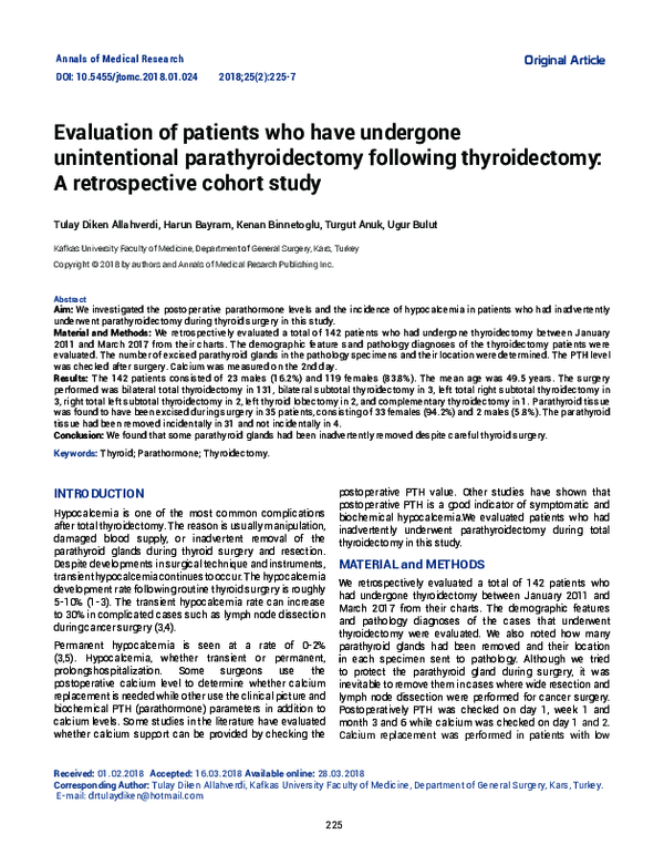(PDF) Evaluation of patients who have undergone unintentional ...