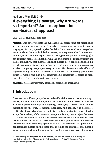 (PDF) If everything is syntax, why are words so important? An a ...