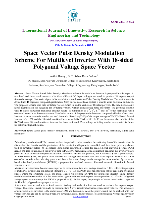 (PDF) Space Vector Pulse Density ModulationScheme For Multilevel Inverter With 18-sidedPolygonal ...