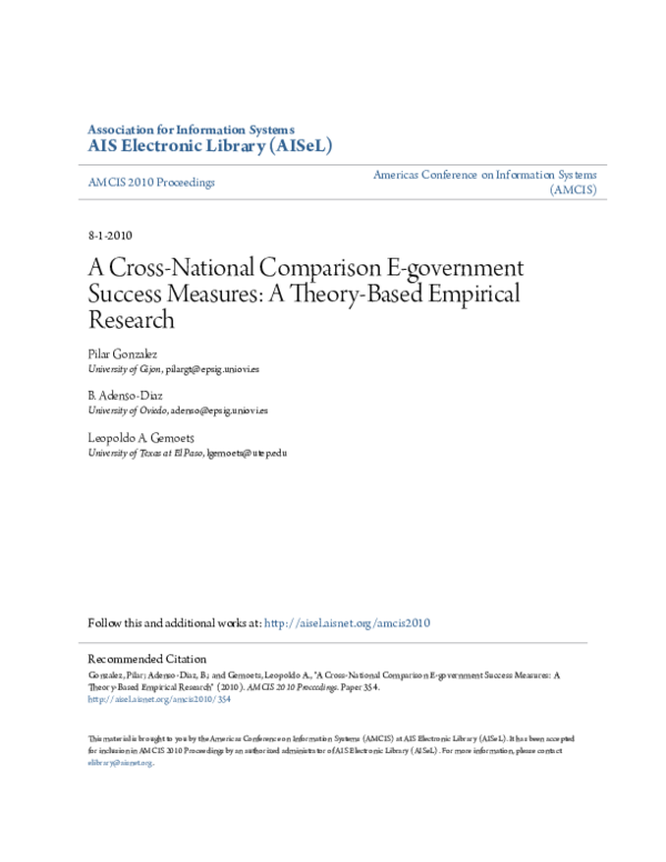 (PDF) A cross-national comparison of e-government success measures: a theory-based empirical ...