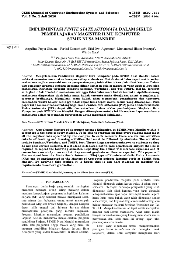 (PDF) Implementasi Finite State Automata Dalam Siklus Pembelajaran Magister Ilmu Komputer STMIK ...