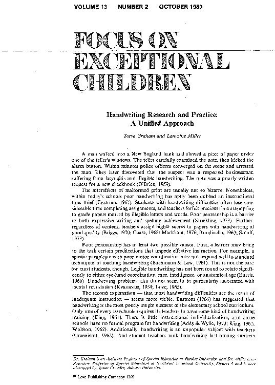 (PDF) Handwriting Research and Practice: A Unified Approach