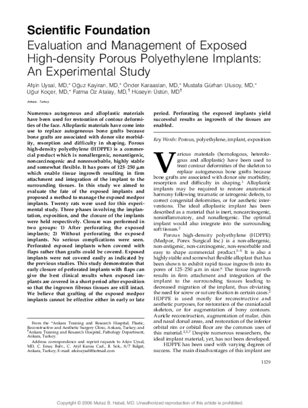 (PDF) Evaluation and Management of Exposed High-density Porous ...