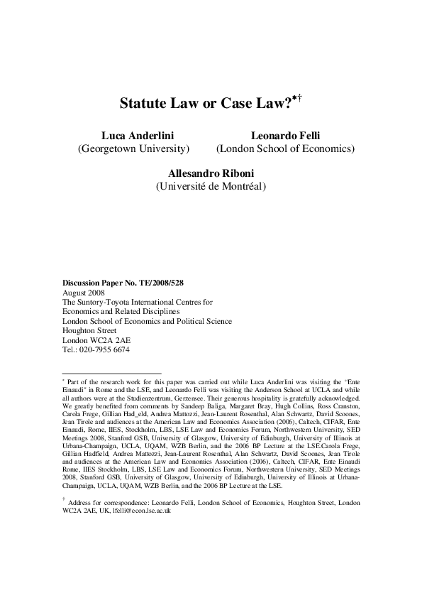 (PDF) Statute law or case law