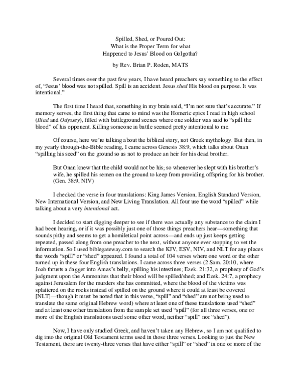 (PDF) Spilled, Shed, or Poured Out: What is the Proper Term for what ...