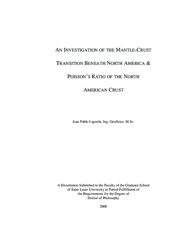 (PDF) An investigation of the mantle-crust transition beneath North ...