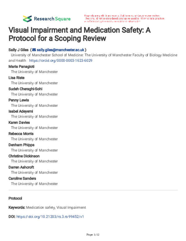 (PDF) Visual Impairment and Medication Safety:A Protocol for a Scoping ...