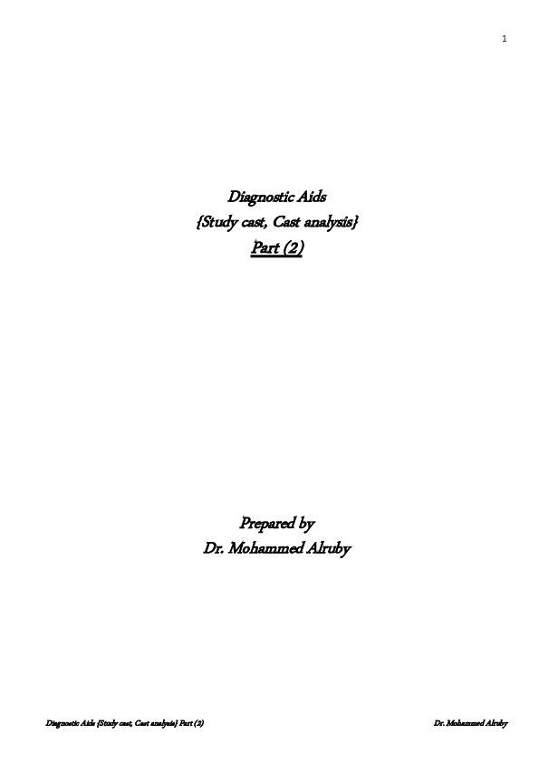 (PDF) Diagnostic Aids {Study cast, Cast analysis} Part 2