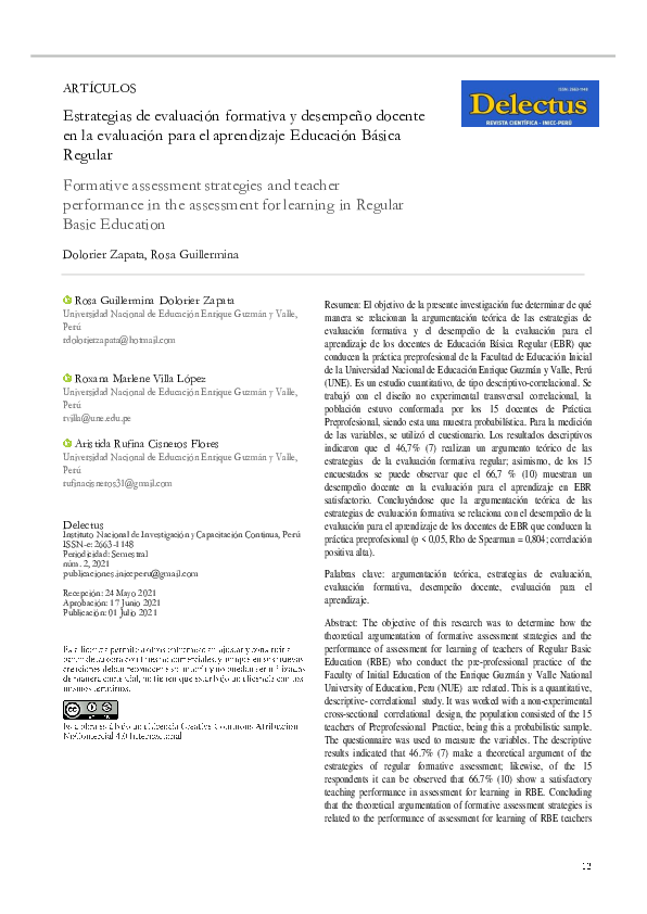 (PDF) Estrategias de evaluación formativa y desempeño docente en la evaluación para el ...