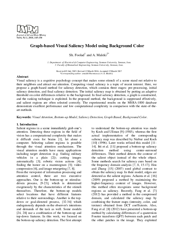 Pdf Graph Based Visual Saliency Model Using Background Color