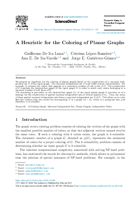 (PDF) A Heuristic for the Coloring of Planar Graphs | Cristina López ...