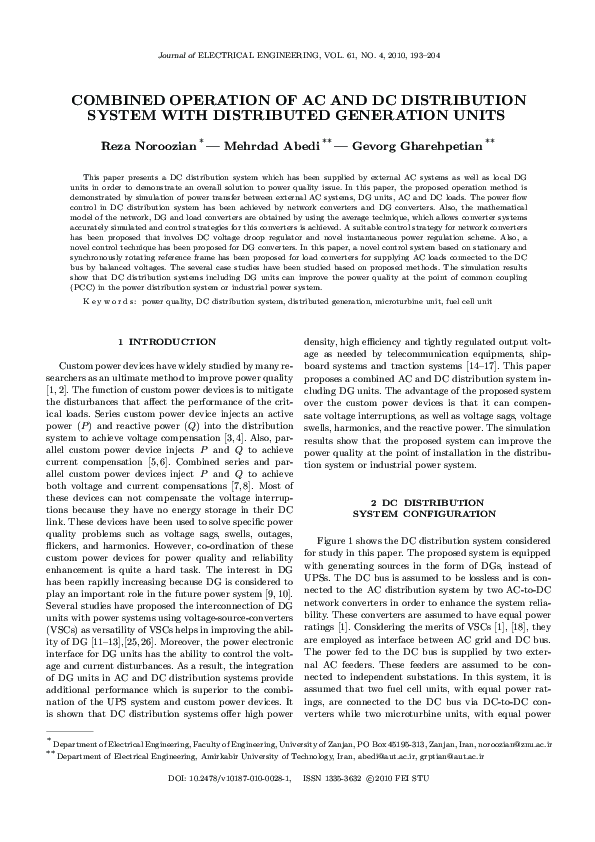 (PDF) AC/DC Distribution System with DG Integration