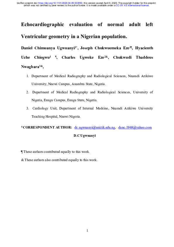 (PDF) Echocardiographic evaluation of normal adult left Ventricular geometry in a Nigerian ...