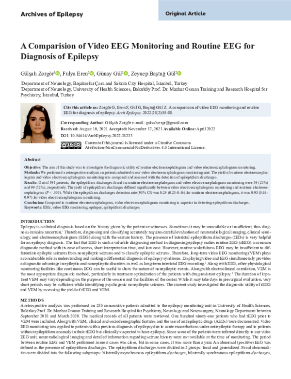 (PDF) A Comparision of Video EEG Monitoring and Routine EEG for ...