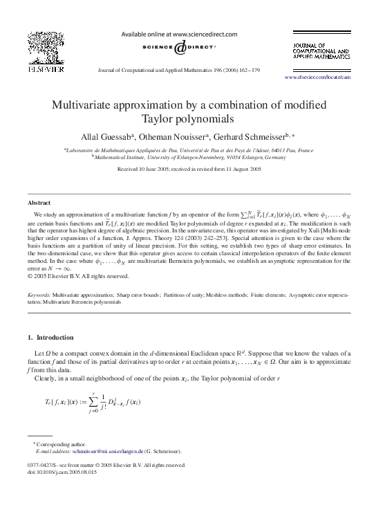 (PDF) Multivariate approximation by a combination of modified Taylor polynomials