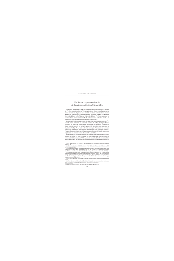(PDF) Un linceul copte-arabe inscrit de l’ancienne collection Michaelidès